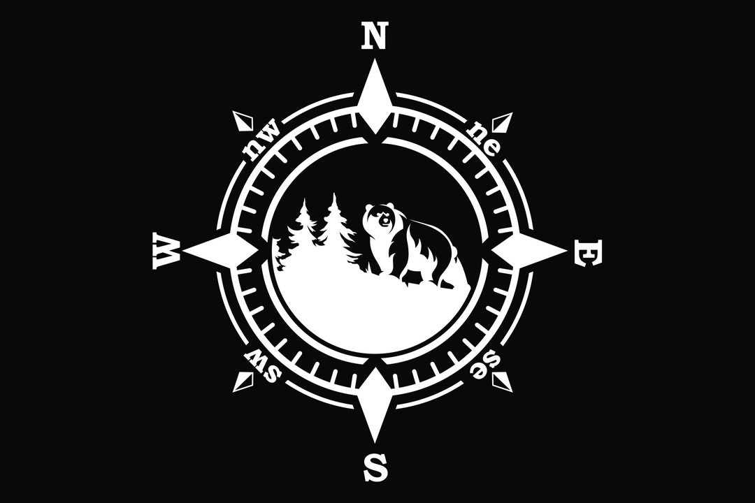 Compass and Bear Sticker, Camper Vinyl Sticker, Compass Caravan Vinyl ...
