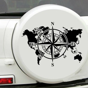 World Map Compass Decal - Vinyl Decal for Your Van, Camper or Caravan ...