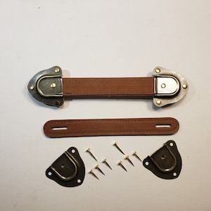 Antique Trunk Handle Kit With Antique Brass Caps, Leather Trunk Handles ...