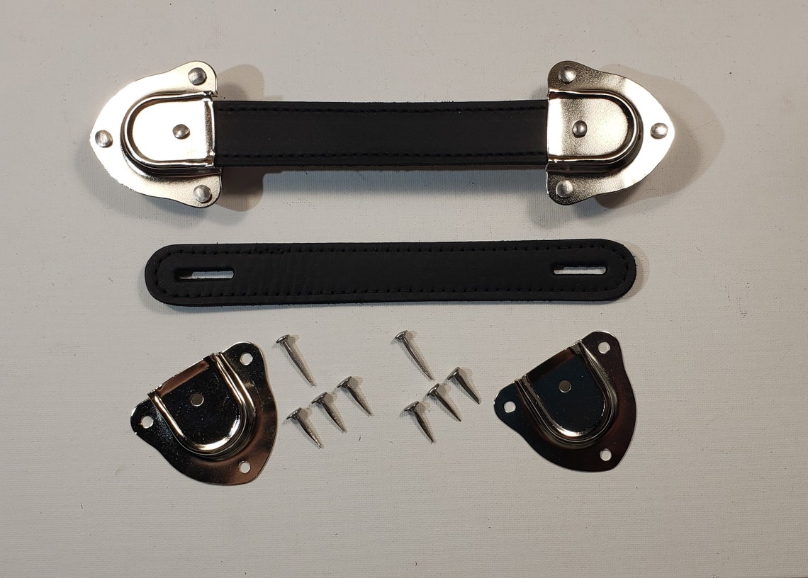 Antique Trunk Handle Kit With Nickle Cap, Slotted Leather Trunk Handles ...