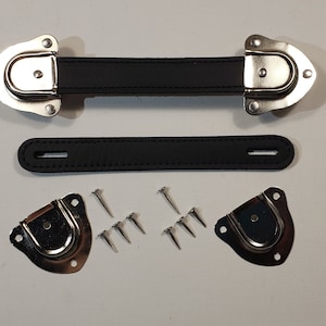 Antique Trunk Handle Kit With Nickle Cap, Slotted Leather Trunk Handles ...