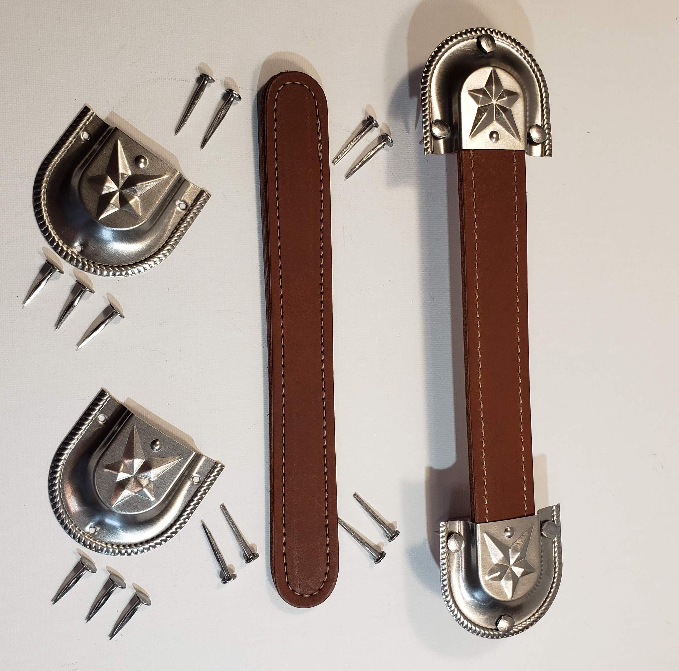 Antique Trunk Handle Kit, Star Steel Caps, Leather Handles, Nails - Etsy