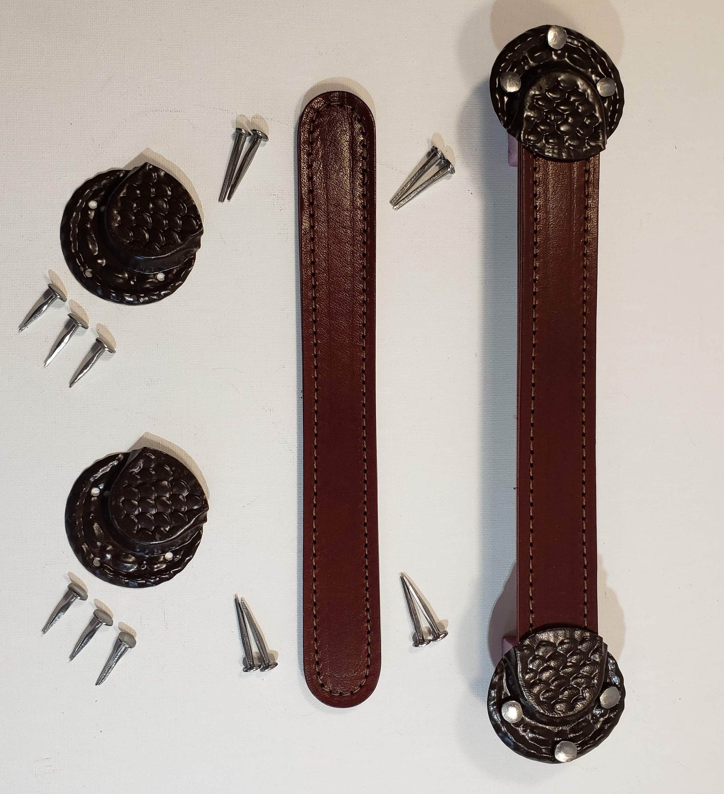 Antique Trunk Scale Style Cap Handle Kit, Leather Trunk Handles, Nails ...