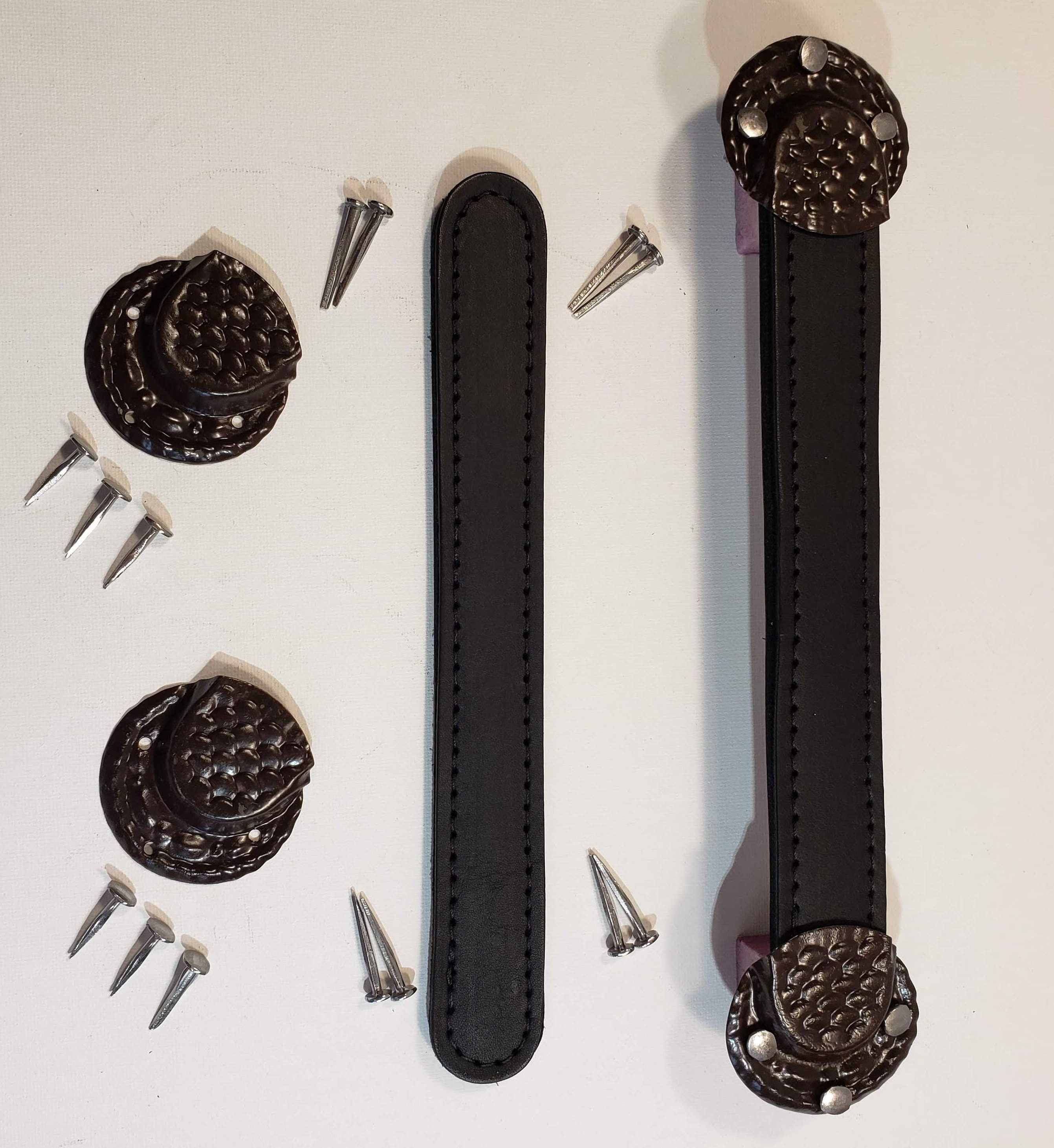 Antique Trunk Scale Style Cap Handle Kit, Leather Trunk Handles, Nails ...