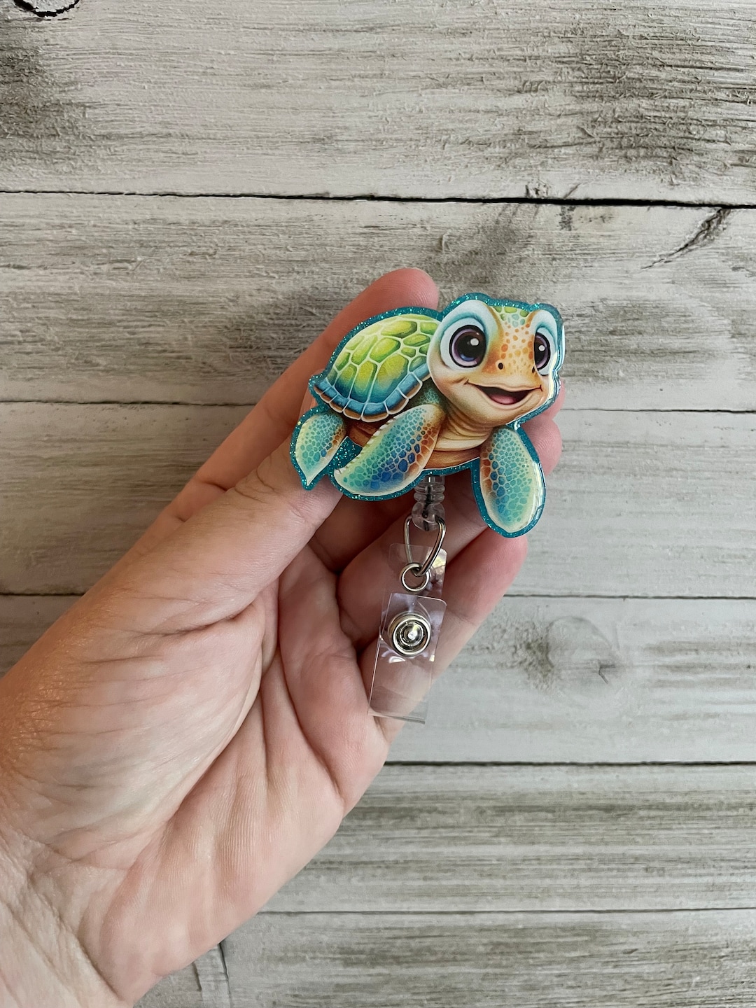 Blue and Green Turtle Retractable Badge Reel - Etsy