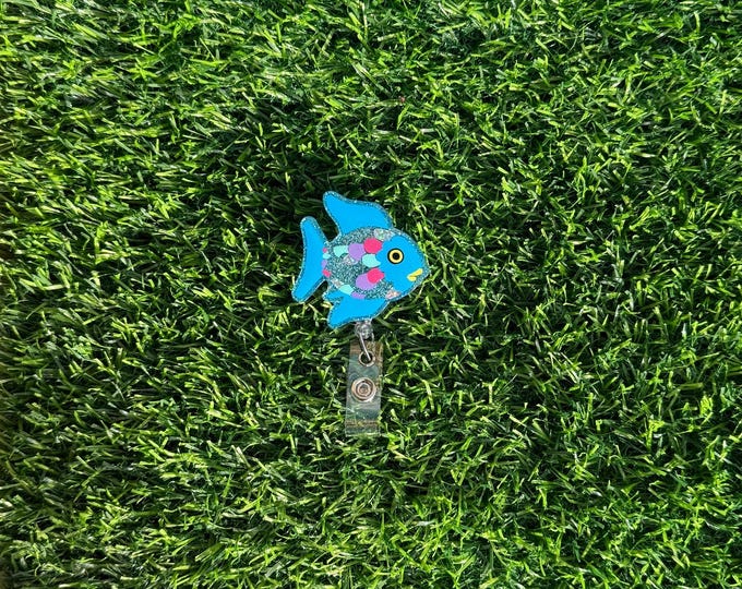 Rainbow Fish Badge Reel | Cute Fish Badge Reel | Cute Badge Holder ...