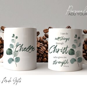 Psalms Coffee Cup, Philippians 4:13, Bible Coffee Cup, Personalized ...