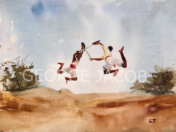 Kalaripayattu Watercolor Prints/ Kerala Folklore Art/indian - Etsy