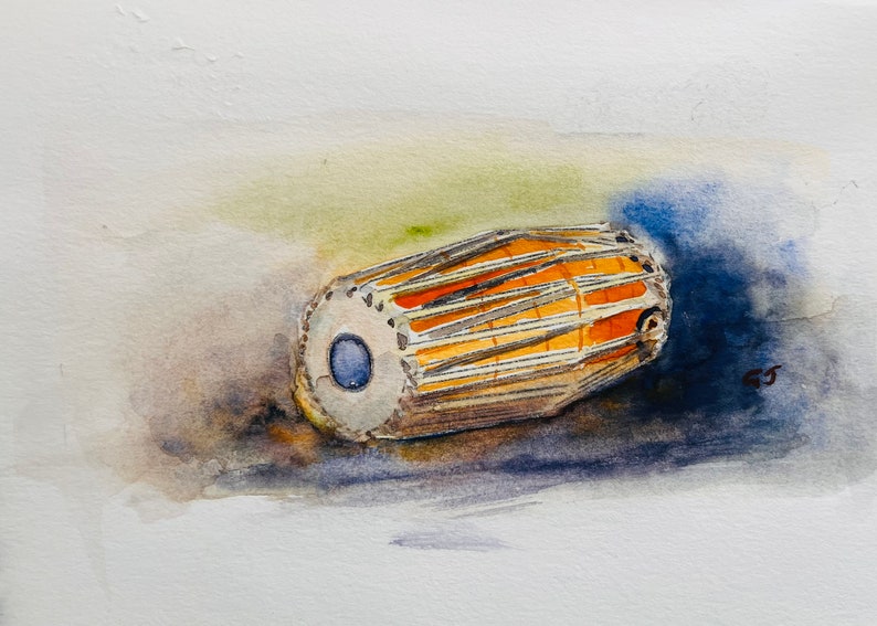 Musical Instruments Watercolor Prints/ Thabala/ Mrudangam/ Veena/prints ...