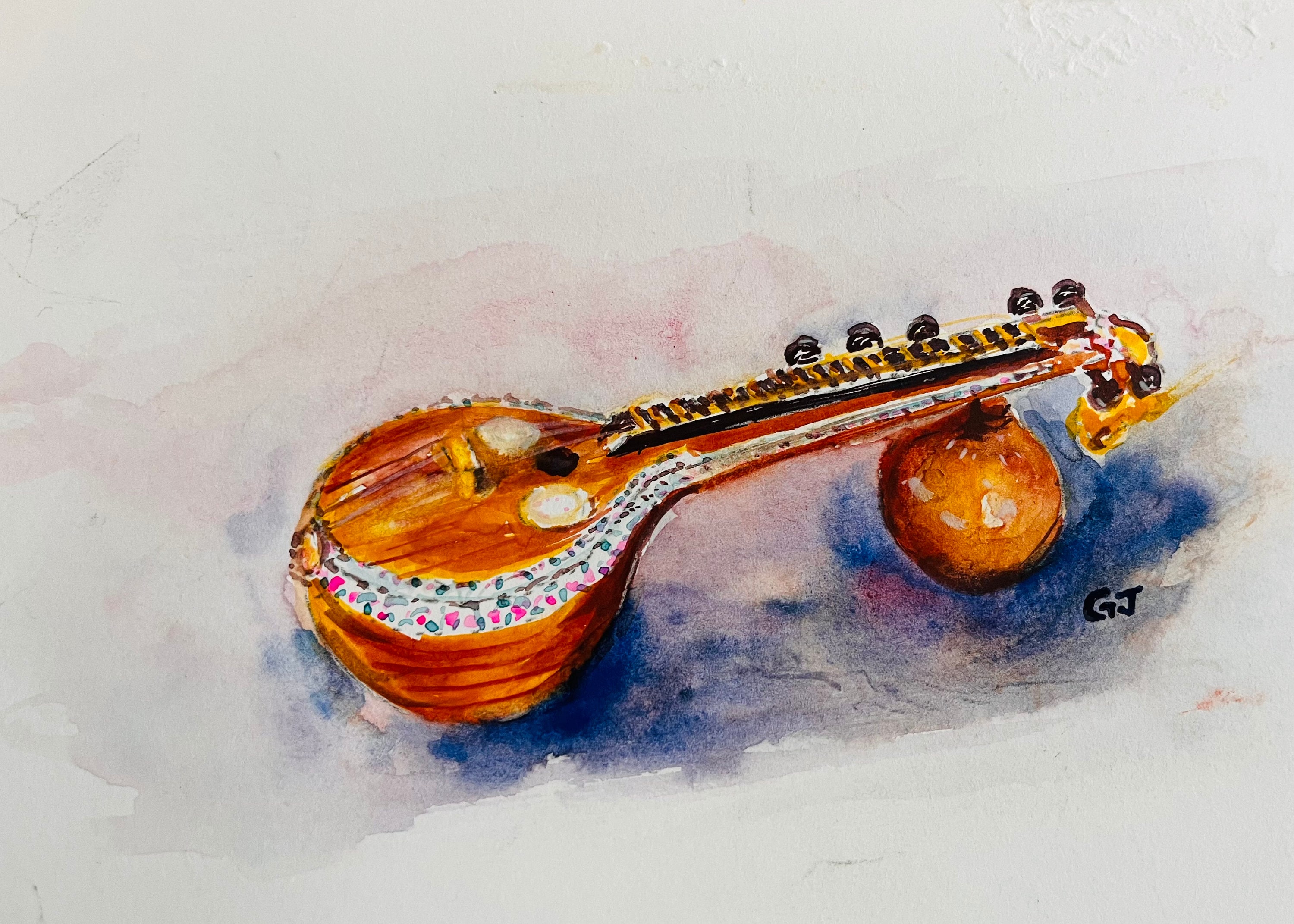 Musical Instruments - Watercolor Prints/ Thabala/ Mrudangam/ Veena ...