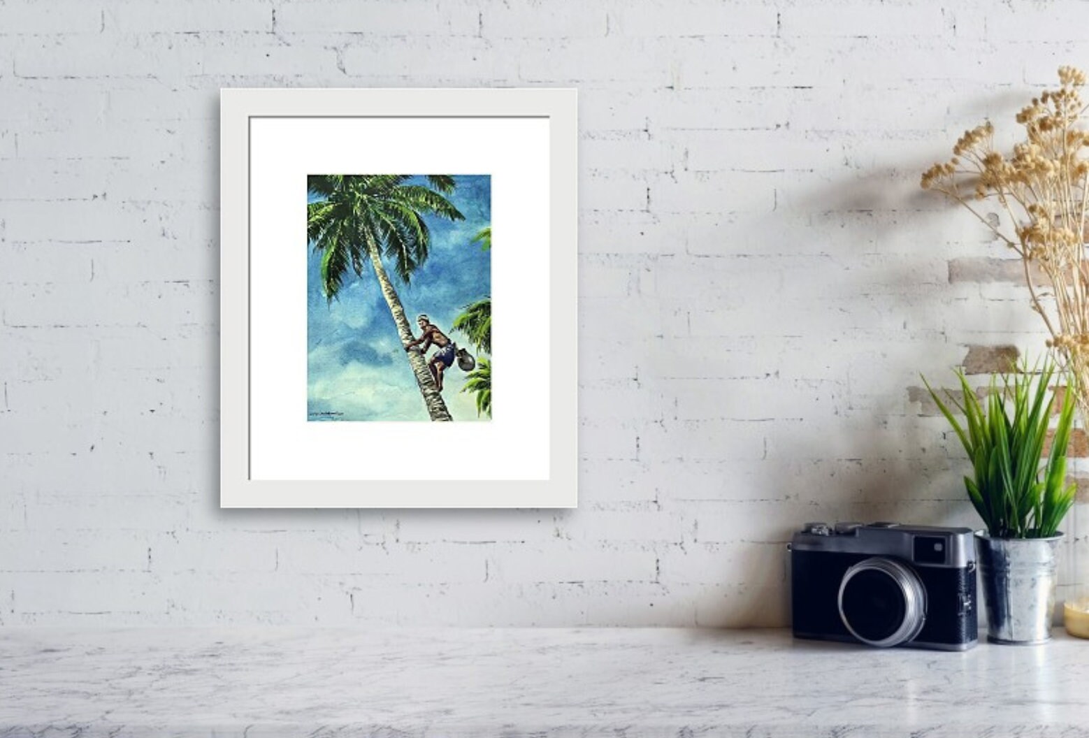 Kerala Toddy Collector Painting /kerala Rural Life Watercolorkerala ...