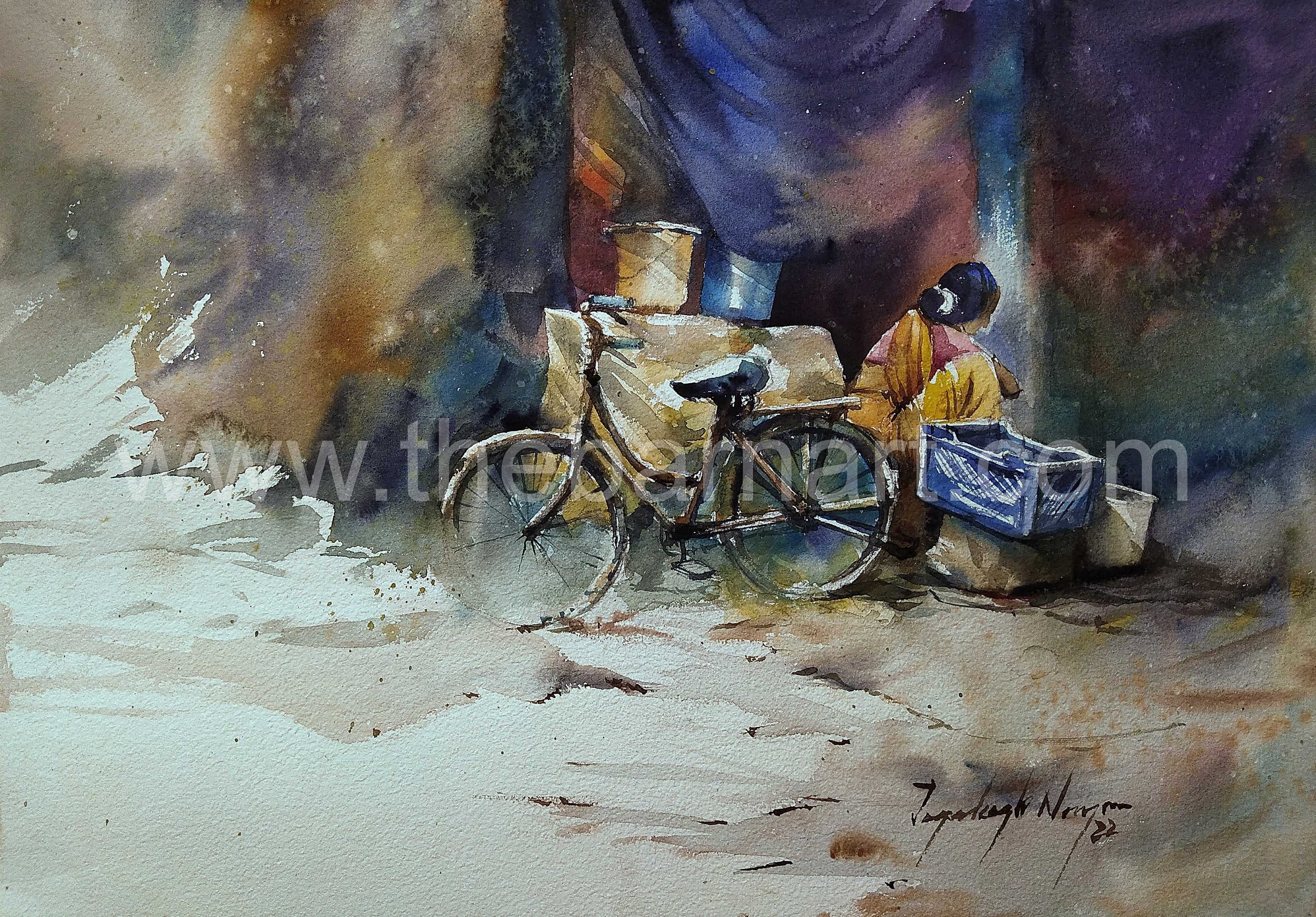 Indian Rustic Scenes Watercolor/indian Sceneries/indian Life/north ...
