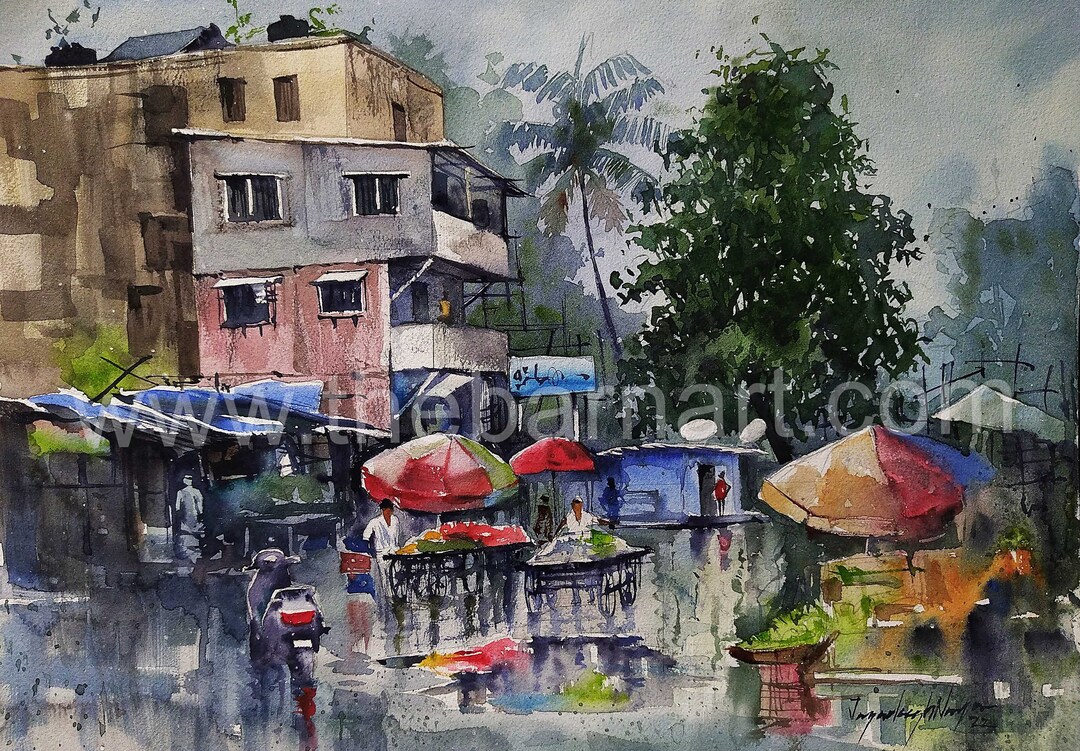 Indian Rustic Scenes Watercolor/indian Sceneries/indian Life/north ...