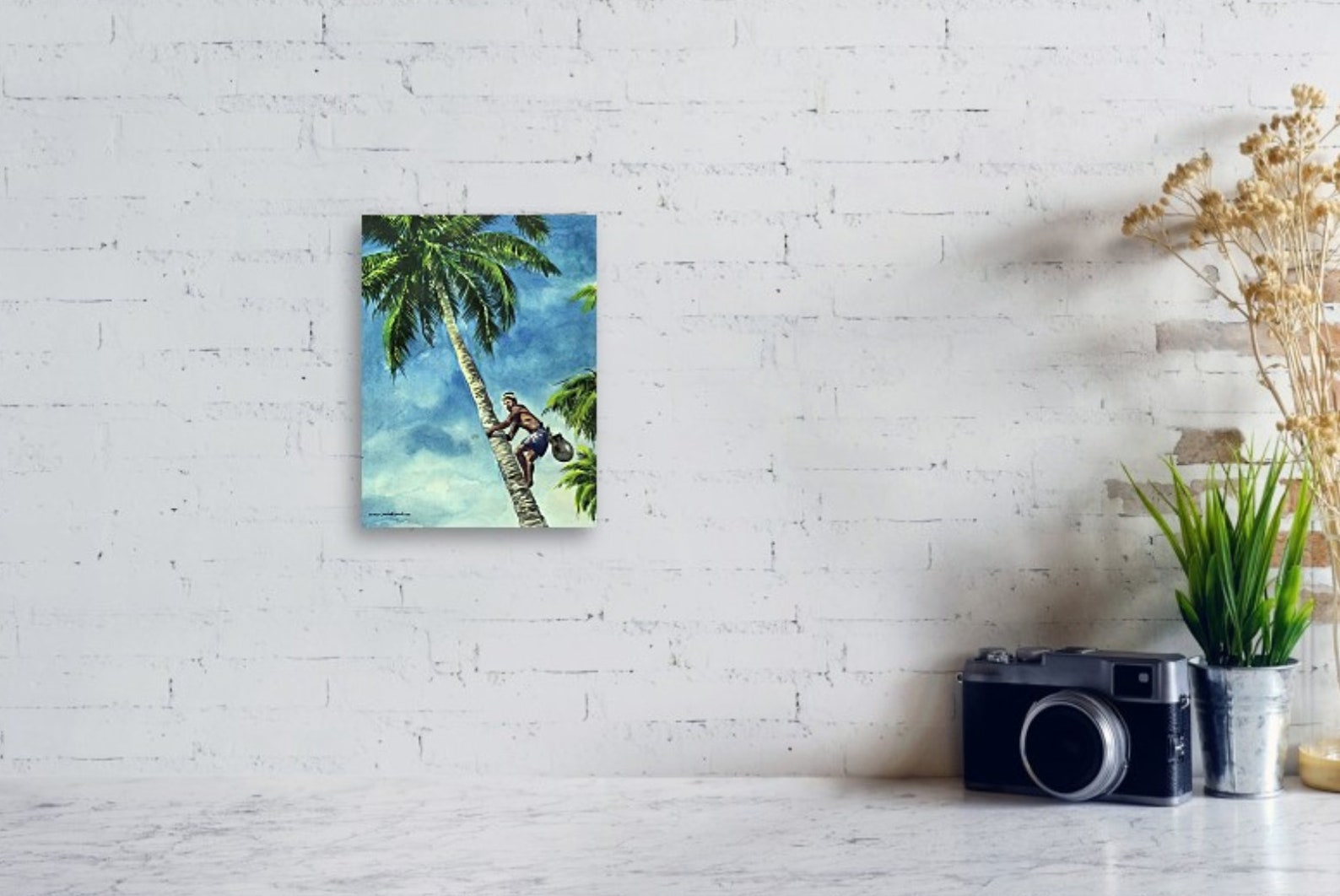 Kerala Toddy Collector Painting /kerala Rural Life Watercolorkerala ...