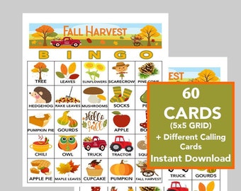 Fall Harvest Bingo, Fall Party, Autumn Bingo, Bingo Games, Printable ...