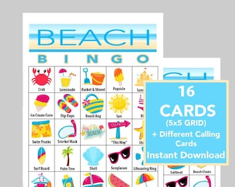 Beach Bingo Game, Summer Bingo, Pool Party Bingo, Summer Games, Summer ...