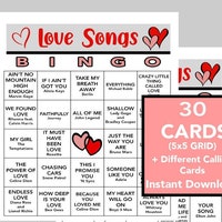 Love Songs Finish the Lyrics Game, Printable Valentines Party Game ...