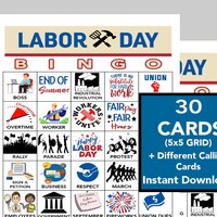 50 Labor Day Bingo Cards With Numbers, 4 Sizes: 1, 2, 4 or 6 per Page ...