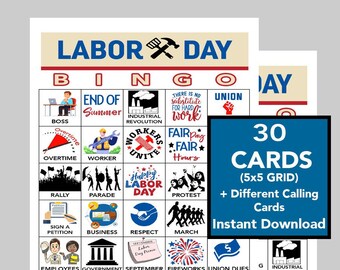 Labor Day Bingo Cards - Etsy
