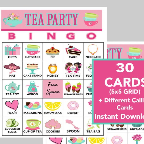 Afternoon Tea Tea Party Bingo Tea Party Games Instant - Etsy