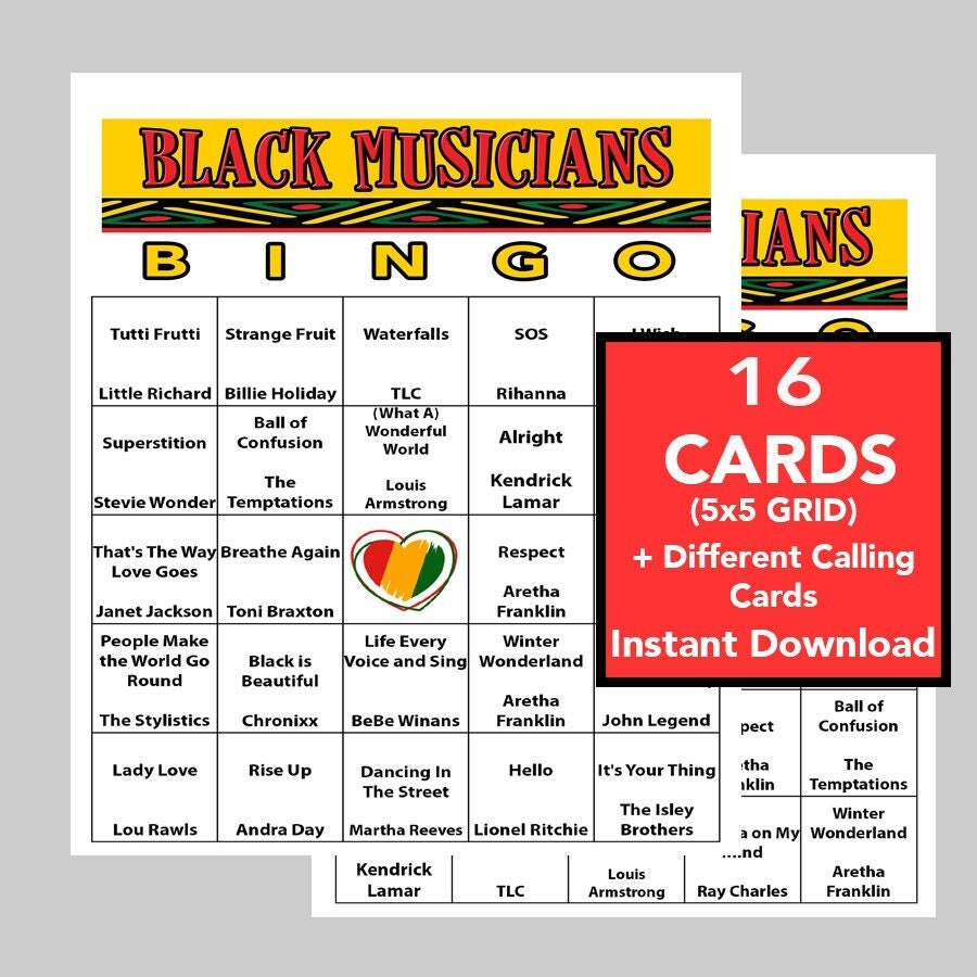 Black History Month Bingo Black Musicians Black History - Etsy