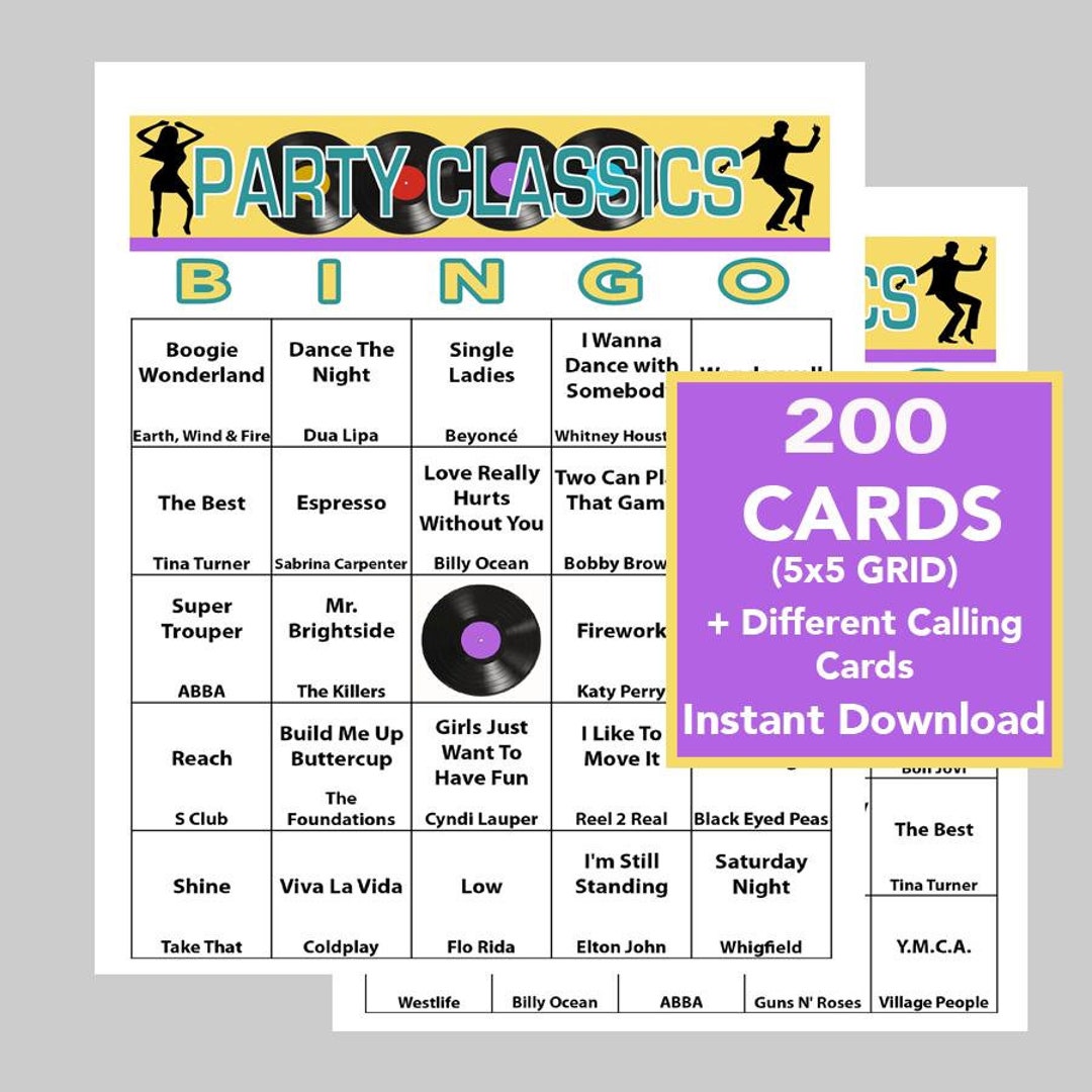 Music Bingo, Party Classic Hits Music, Bingo Games, Instant Digital ...
