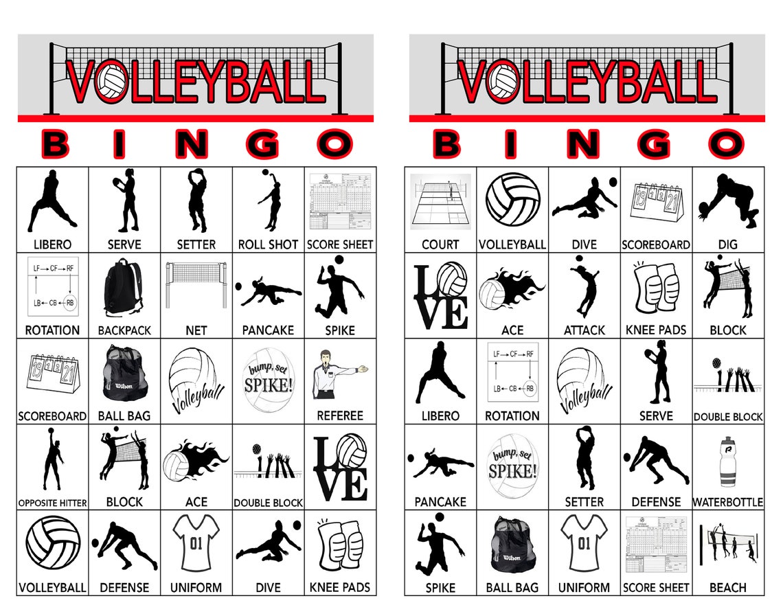 Volleyball Bingo Game, Sports Bingo, Party Bingo, Volleyball Games ...
