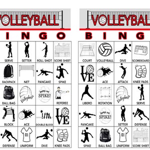 Volleyball Bingo Game, Sports Bingo, Party Bingo, Volleyball Games ...