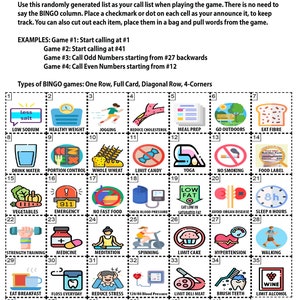 Healthy Habits Bingo, Healthy Games, Instant Digital Download, Bingo ...