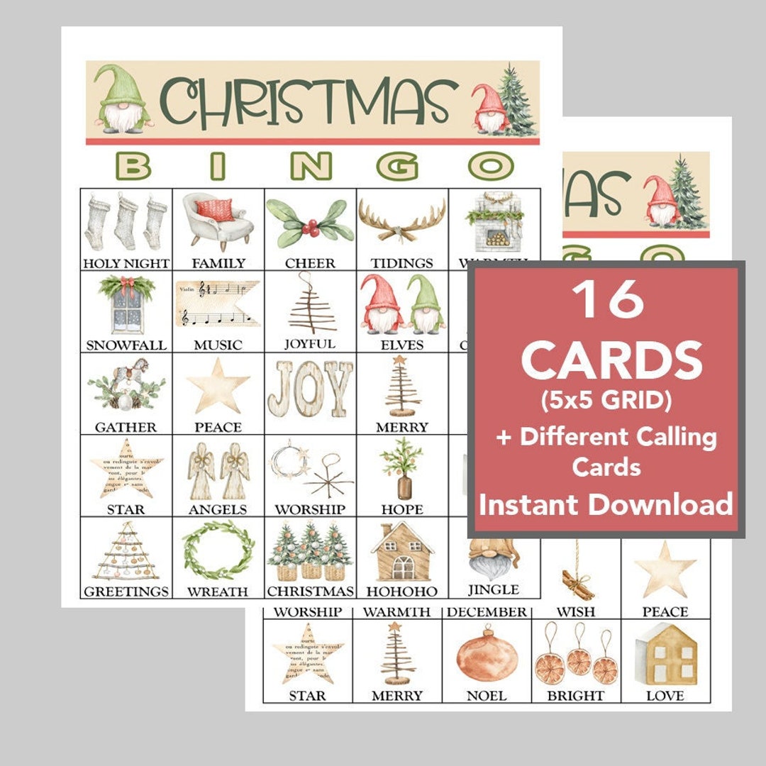 Christmas/holiday Bingo Cards: Printable Bingo, Kids Game, Senior ...