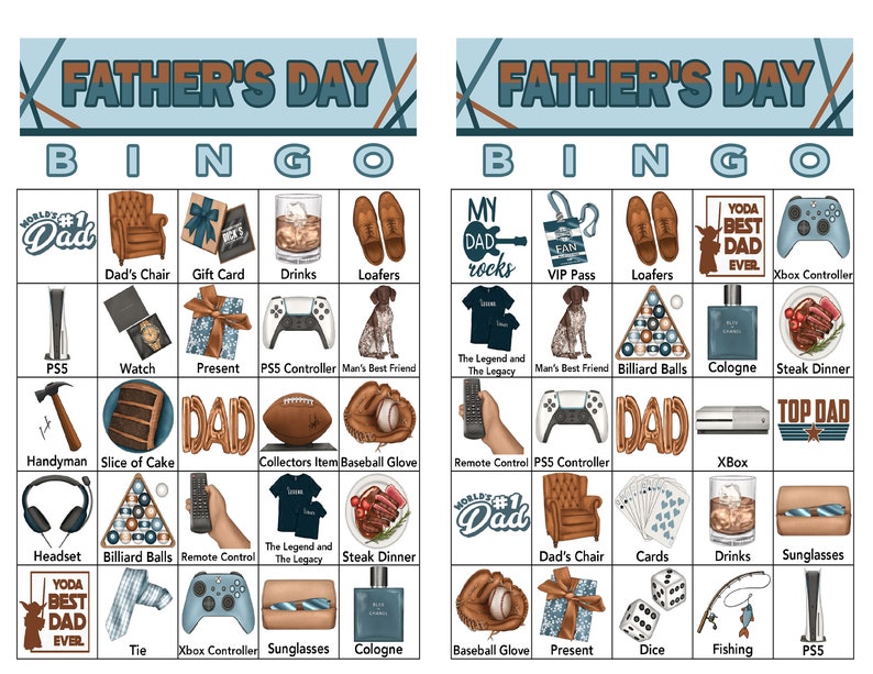 Father's Day, Fathers Day Bingo, Father's Day Games, Instant Download ...