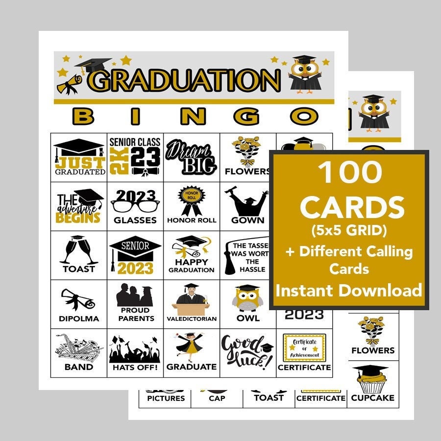Graduation Bingo Black and Gold Graduation Bingo 2023 High - Etsy