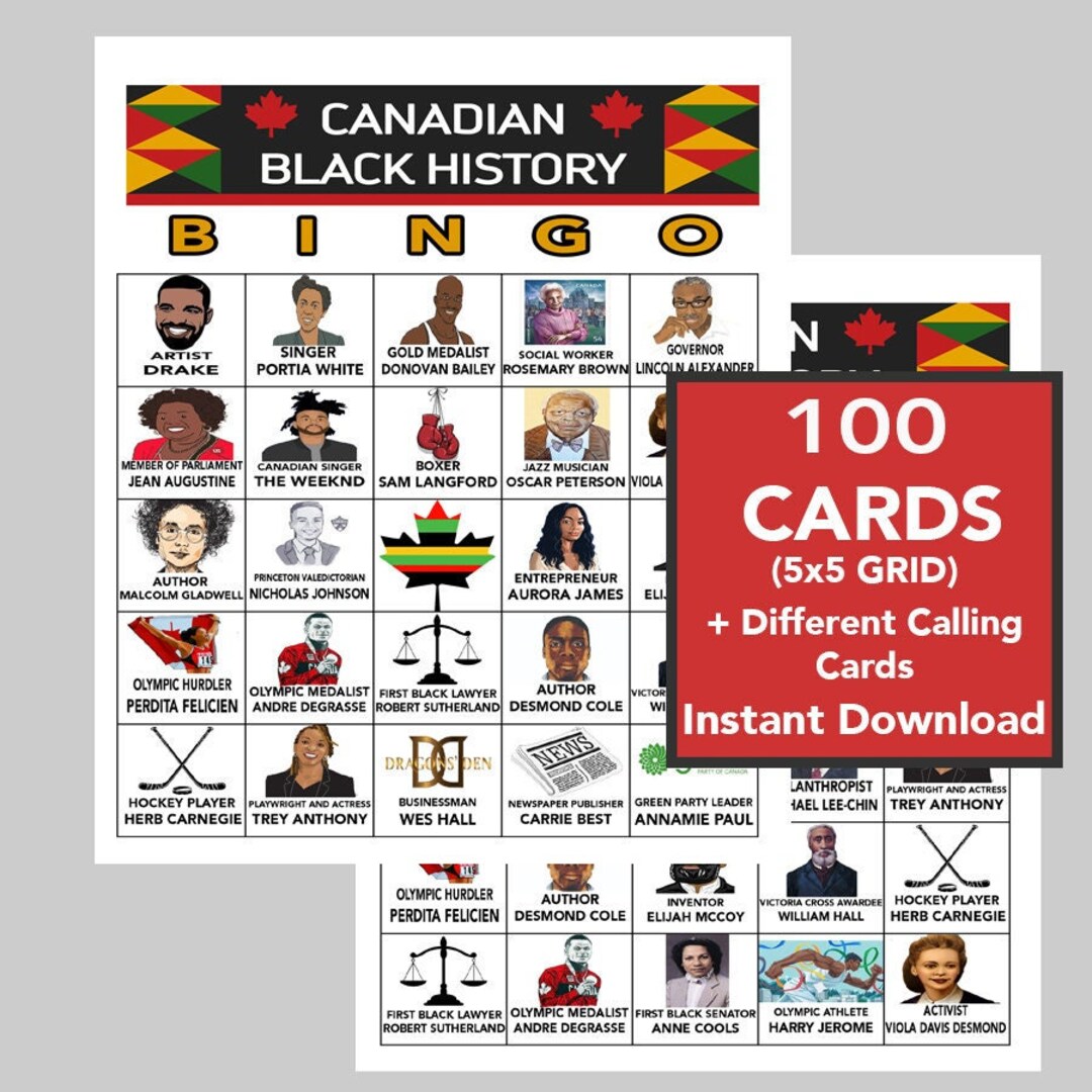 Canadian Black History Bingo, Canadian Black History Games, Black ...