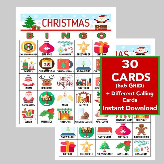 Christmas Bingo Holiday Bingo Kids Christmas Games Family | Etsy