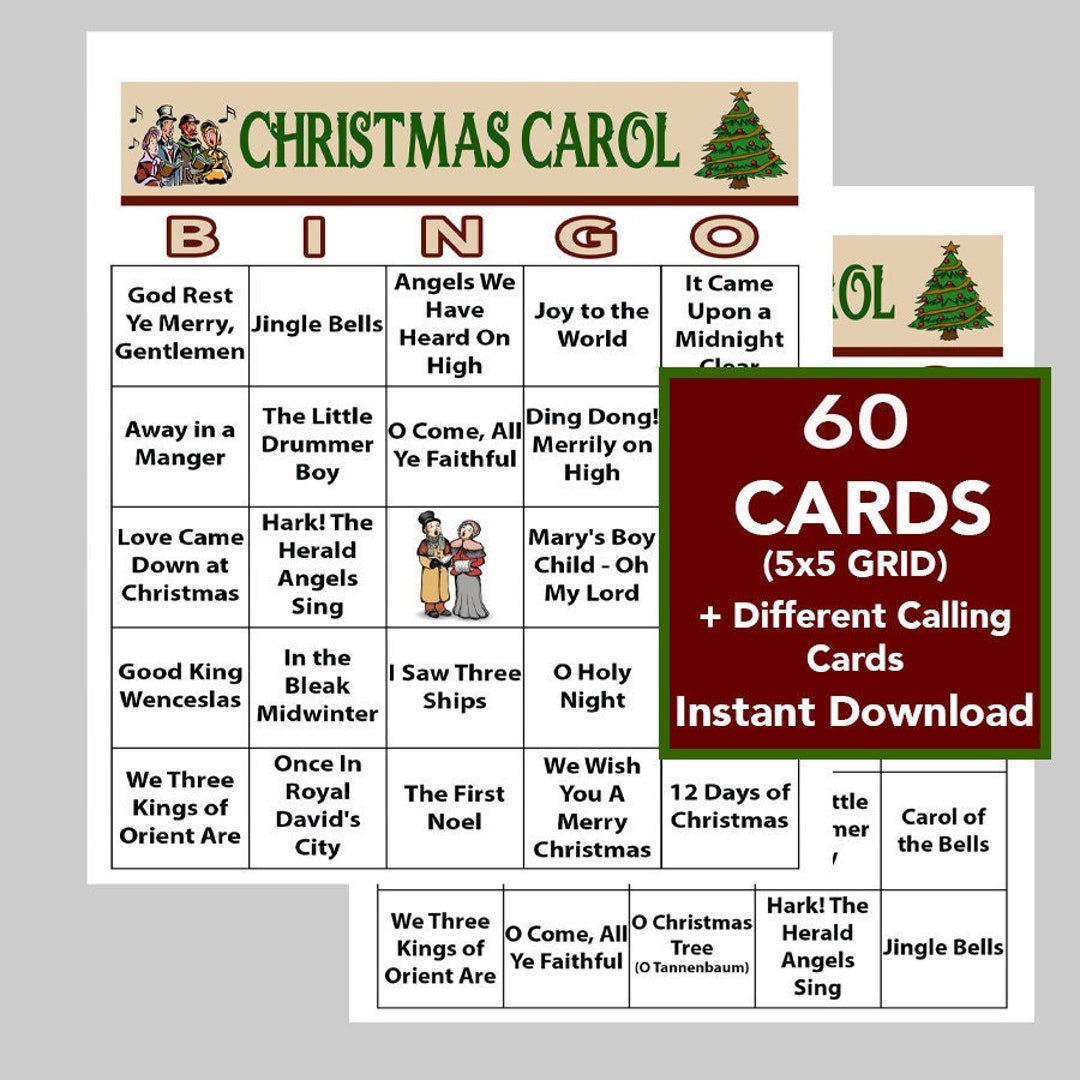 Christmas Carol Music, Christmas Party, Christmas Bingo, Digital ...