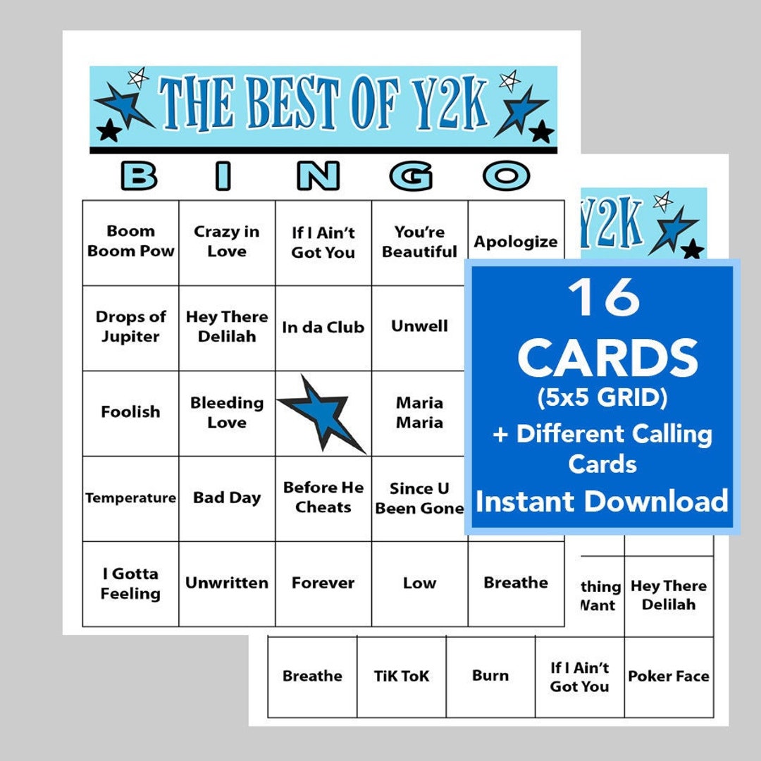 2000 Music Hits, 2000's Music Party, Y2K Hits, Birthday Bingo , Instant ...