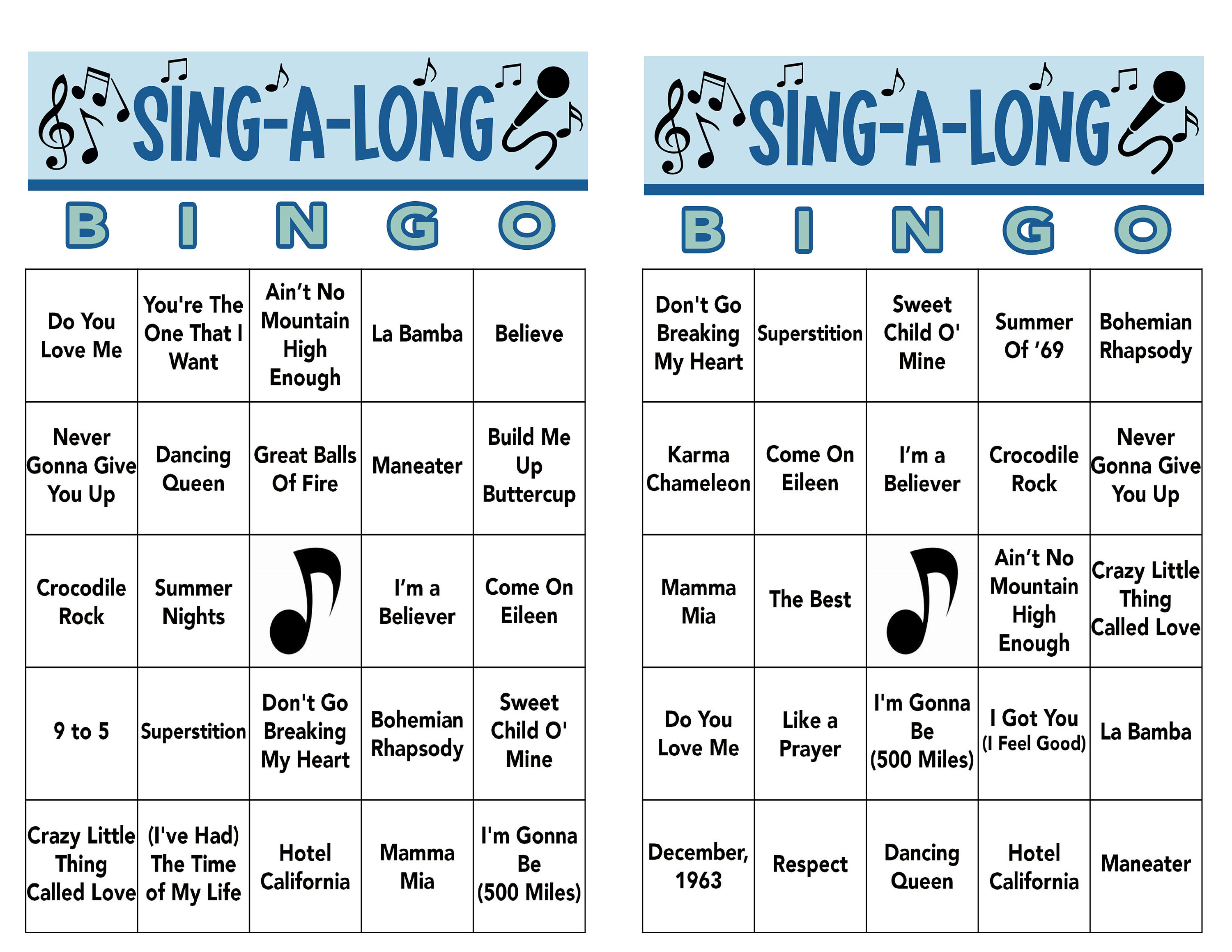 Music Bingo Sing-a-long Music Games 70's 80's and - Etsy UK