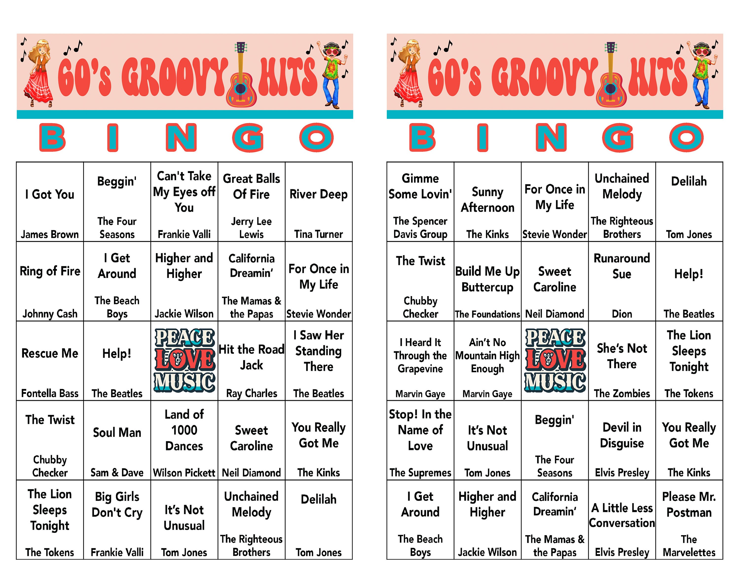60's Music Hits, 60's Party, 60's Birthday, Instant Digital Download ...
