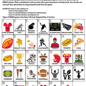 Football Bingo Game, Sports Bingo, Party Bingo, Football Games, Instant ...