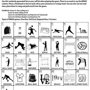 Volleyball Bingo Game, Sports Bingo, Party Bingo, Volleyball Games ...