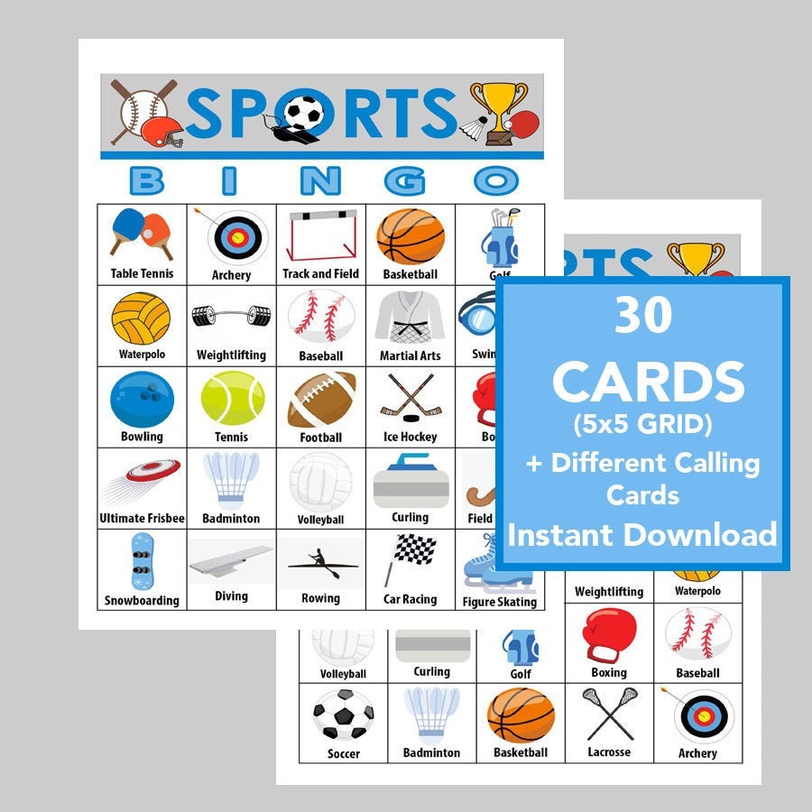Sports Bingo Game Summer Bingo Party Bingo Summer Games - Etsy Canada