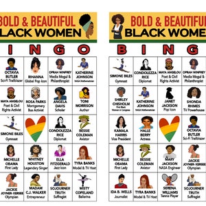 Black History Month Bingo, Women's Month Bingo, African American Women ...