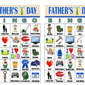 Father's Day, Father's Day Bingo, Family Games, Instant Download ...