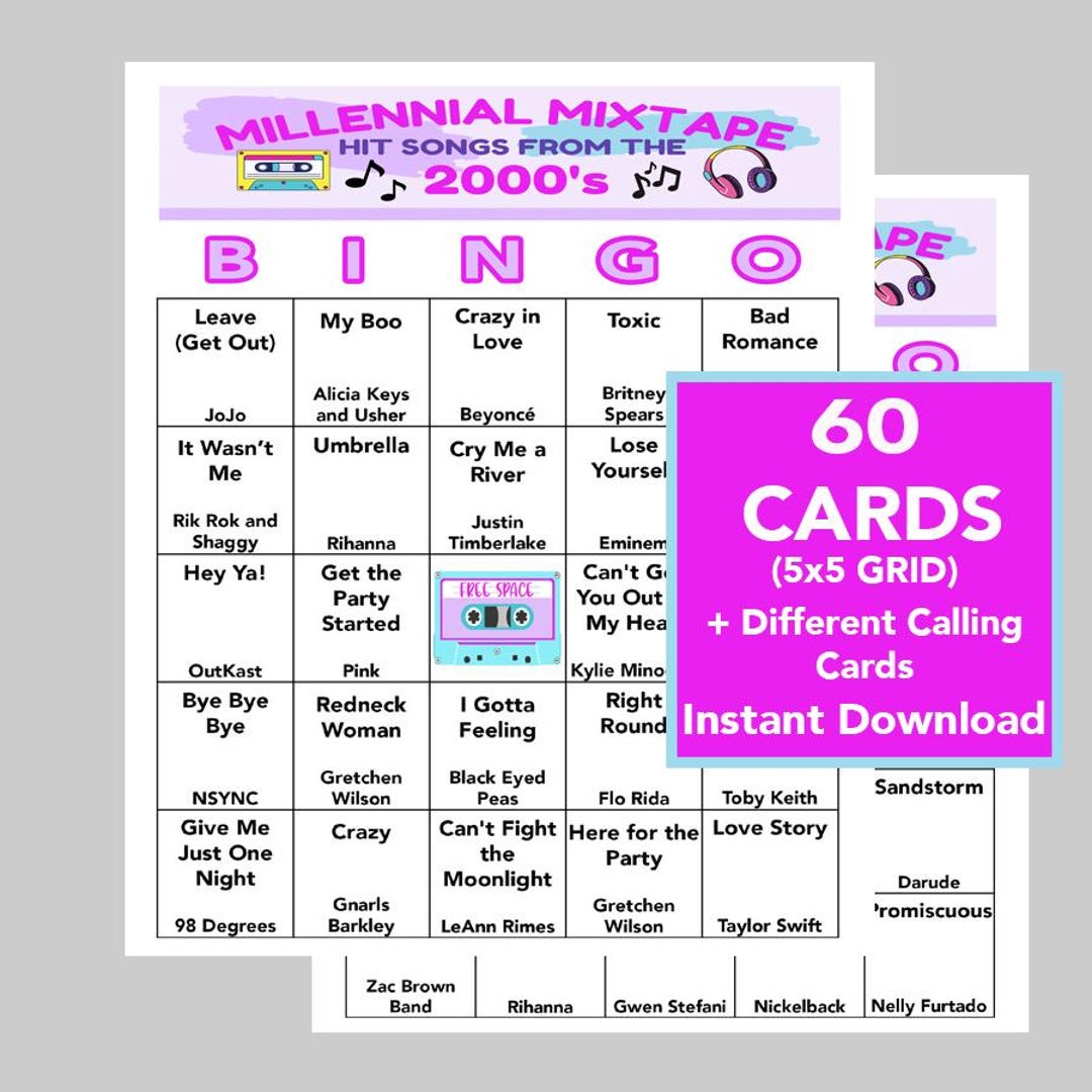 2000's Music, 2000's Music Bingo, Instant Digital Download, Spotify ...