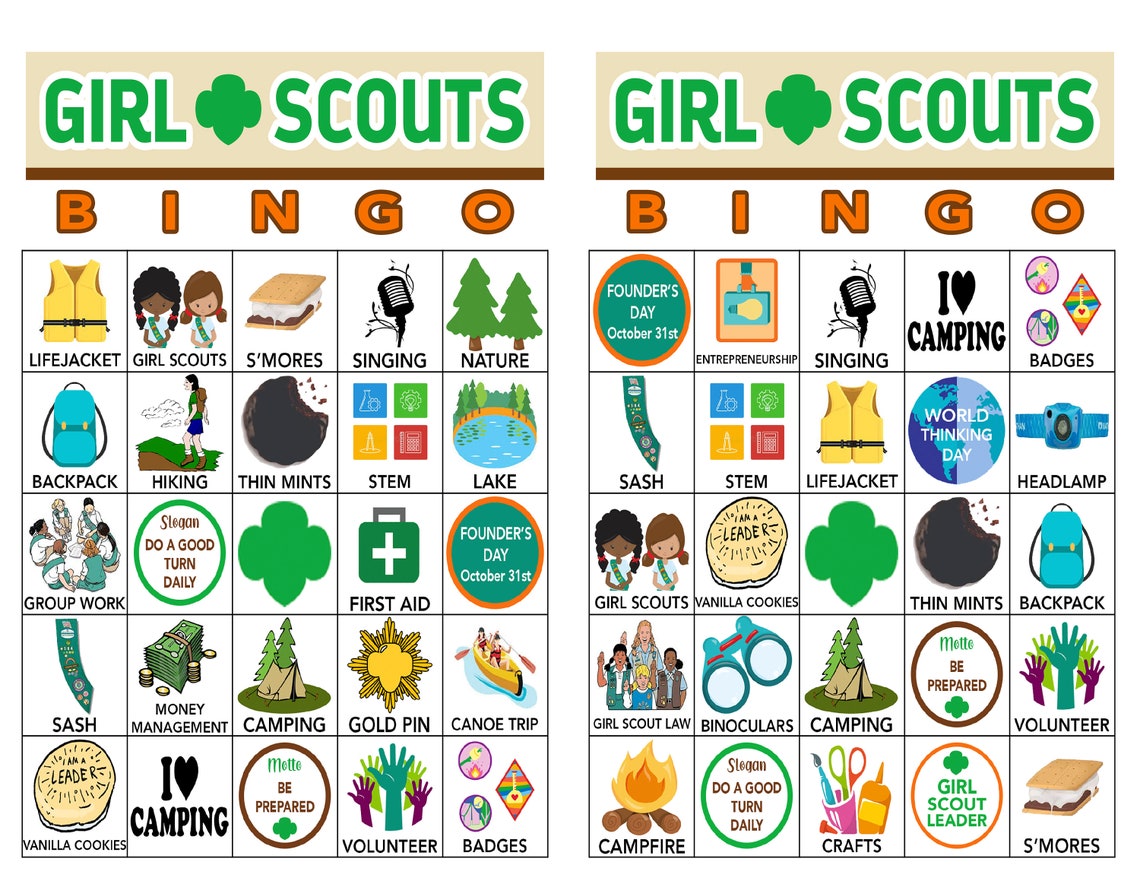 Girl Scout Bingo Girl Scout Games Instant Download Pdfs for - Etsy