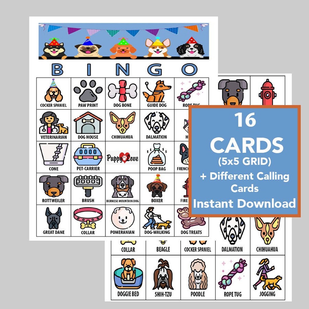 Dog Games, Puppy Bingo, Birthday Party for Kids, Digital Download ...