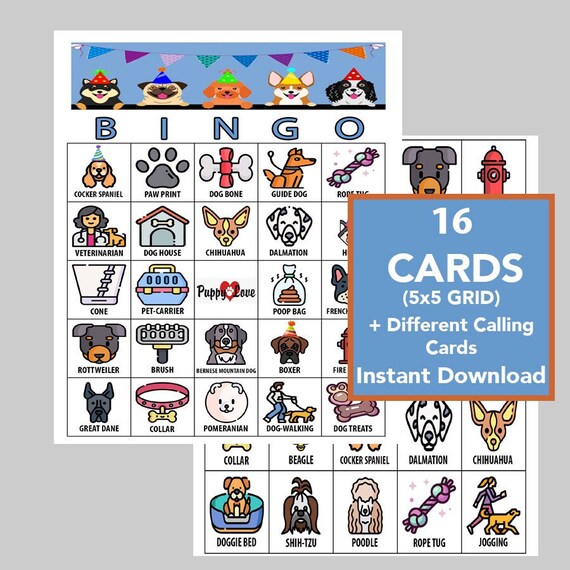 Dog Games Puppy Bingo Birthday Party for Kids Digital - Etsy