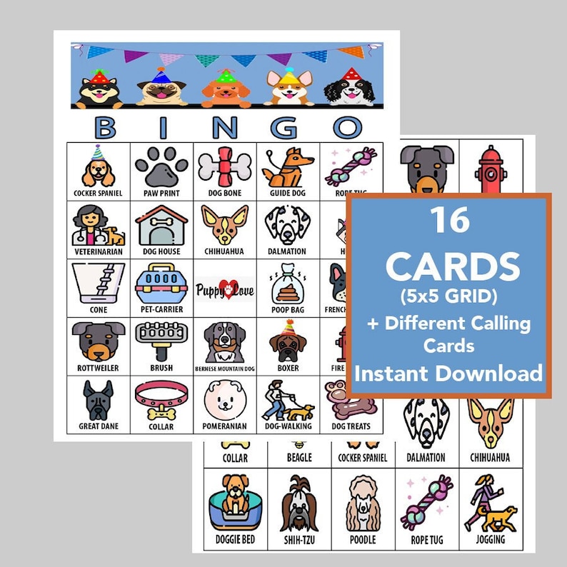 Dog Games Puppy Bingo Birthday Party for Kids Digital - Etsy