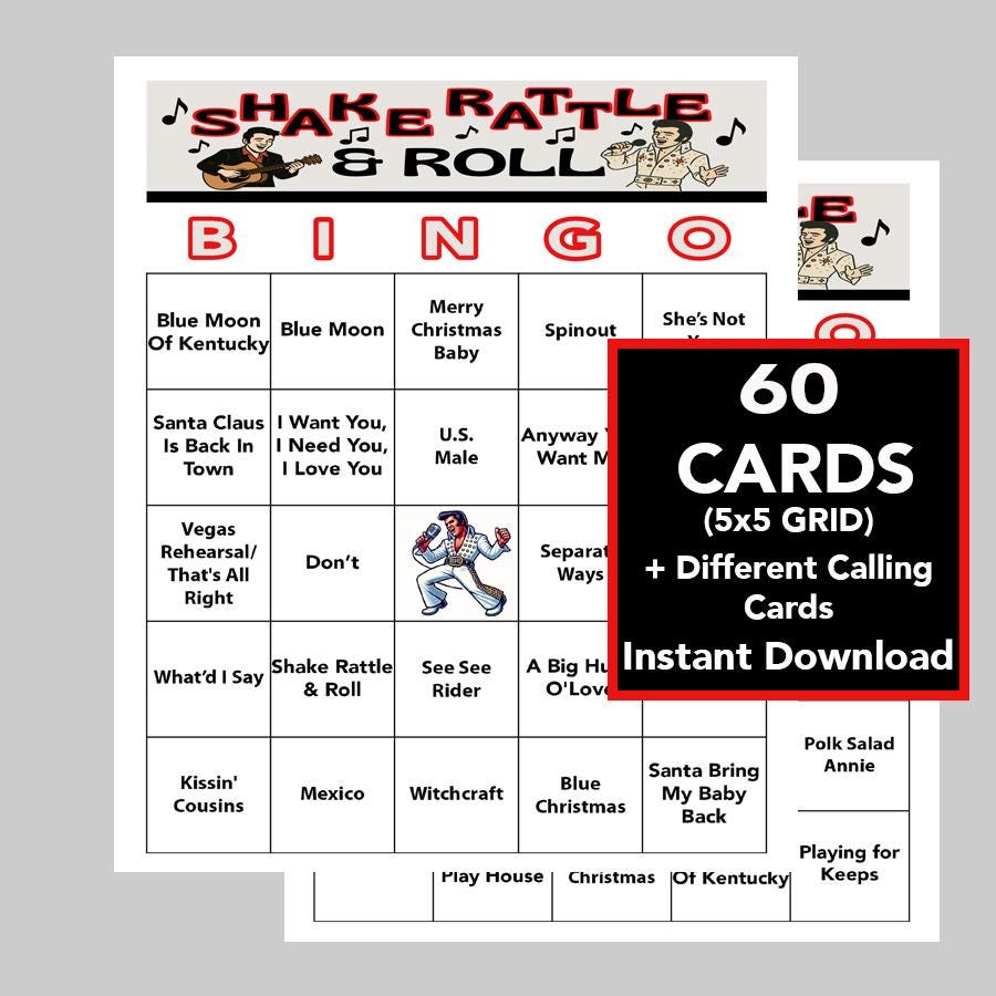 Elvis Presley Hits, Elvis Music, Rock and Roll, Music Bingo Games ...