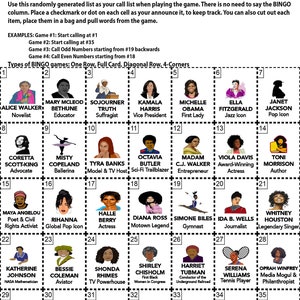 Black History Month Bingo, Women's Month Bingo, African American Women ...
